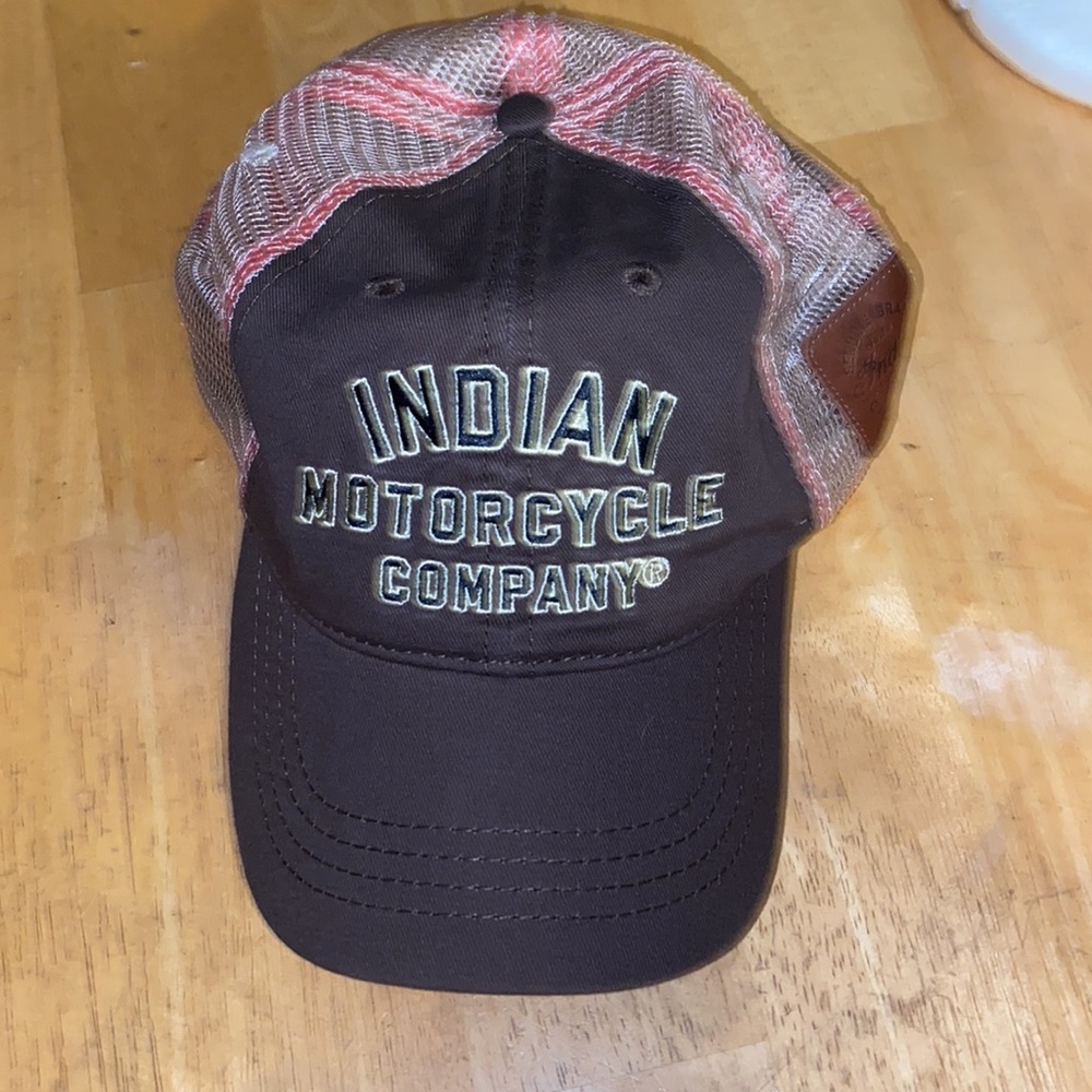 Indian Motorcycle Biker Brown Trucker Mesh Cap Hat Ad… - Gem
